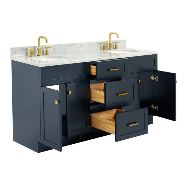 Winston Porter Partham 67 Double Bathroom Vanity With Carrara Marble